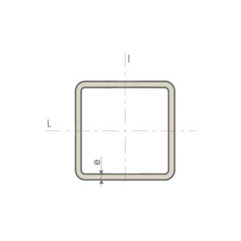 Tubo cuadrado galvanizado de 40 x 40 x 2 mm.
